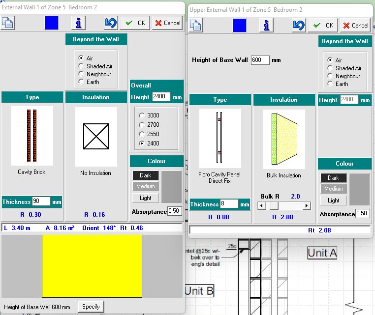 Modelling designs with horizontal split external wall construction ...